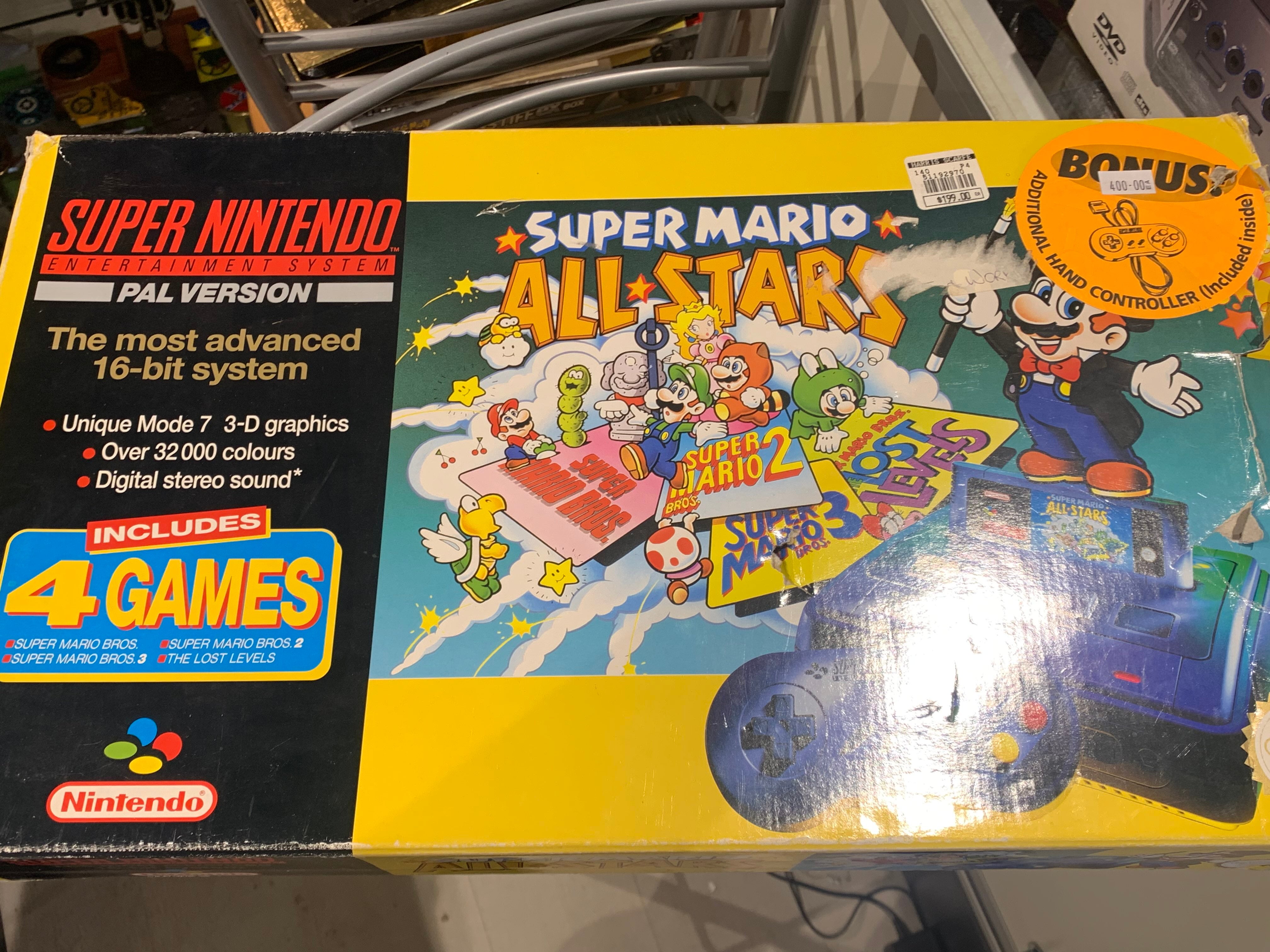 Super Nintendo Entertainment System Console and Super Mario All Stars ...